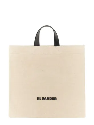 Jil Sander Mens Medium Tote Bag Beige Body: Cotton Handbags Hand