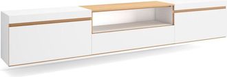 Skraut Home Skraut Home - TV-Schrank, Lowboard, f&uuml;r Wohnzimmer und Esszimmer, 260x35x45cm, F&uuml;r gro&szlig;formatiges TV, H&auml;ngend, Moderner Stil, Wei&szlig; und Eiche Soft