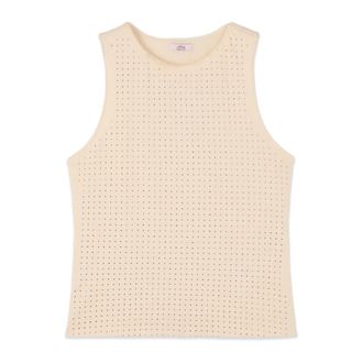Oltre Jersey-Top mit Mikrokristallen - - Tops - Damen - Beige - 2XL