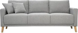 Miliboo Canapé 3 Places en Tissu Gris et Bois Clair MUNIK