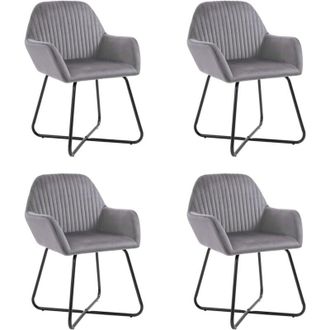 vidaXL Vidaxl - Chaises &agrave; manger lot de 4 gris velours