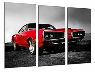 Cuadros Cámara Wandbild - Rote Sportwagen-Weinlese,, 97 x 62 cm, Holzdruck - XXL Format - Kunstdruck, ref.26807