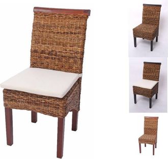 Mendler Mendler - Lot de 2 chaises M45, banane tress&eacute;e, 47x54x93cn, pieds fonc&eacute;s, avec coussin