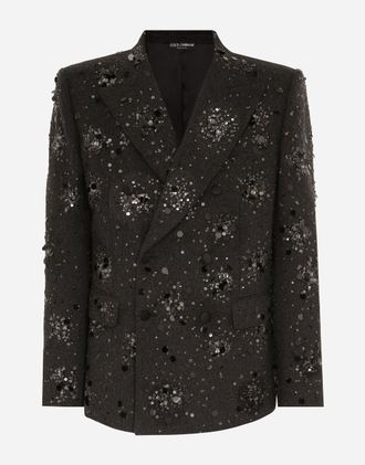 Dolce & Gabbana Zweireihige Wolljacke Sicilia Bestickt - Mann Anz&uuml;ge Und Blazer Mehrfarbig 46
