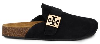Tory Burch Womens Mules Suede Black Cow Hide Sandal