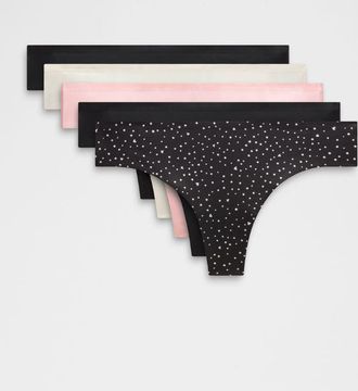 lululemon InvisiWear String mit mittelhohem Bund 5er-Pack f&uuml;r Frauen - Gr&ouml;&szlig;e XL in Black/Pink Pearl/Coconut Ivory