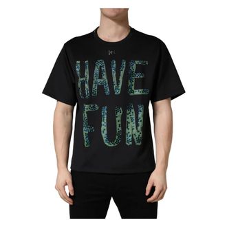 Dolce & Gabbana Homme, Tops, Noir, Taille: L T-shirt ras du cou orn&eacute; Have Fun