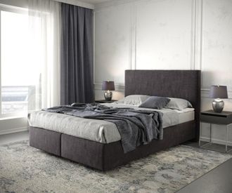 DELIFE Boxspringbett Dream-Well 140x200 cm Mikrofaser Schwarz mit Matratze und Topper, Boxspringbetten