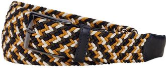 Tom Rusborg Elastischer Flechtg&uuml;rtel mit Leder-Details im Farbmix in
