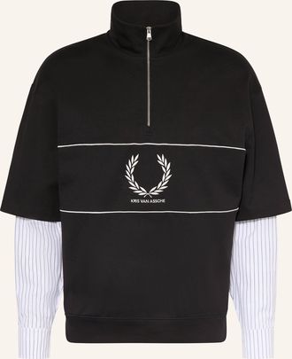 Fred Perry Sweat-Troyer Im Materialmix schwarz