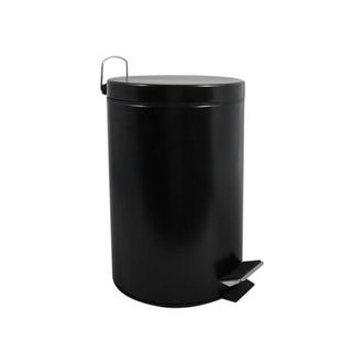 MSV Poubelle à pédale en Inox, Pédale pour pied, pour Petits Espaces, Couvercle à Fermeture en Douceur, avec Seau Intérieur, Ronde, 12 Litres, Noir