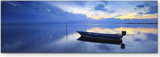 Paul Sinus Art Leinwandbilder | Bilder Leinwand 120x40cm kleines Boot spiegelt sich im Meer