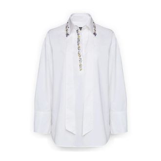 Elena Miro Popeline-Hemd mit Kristallen - - Blouses & Shirts - Damen - Wei&szlig; - XS