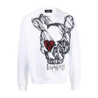 Dsquared2 Herren, Sweatshirts & Hoodies, Wei&szlig;, MGr&ouml;&szlig;e