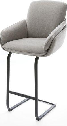 DELIFE Barstuhl Luan-Flex Strukturstoff Soft Grau Freischwinger Flach Metall Schwarz, Barst&uuml;hle