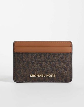Michael Kors Jet Set Kartenetui mit braunem Monogramm-Print