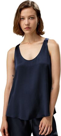 LilySilk 100% Seiden U-Ausschnitt Tanktop Für Damen Sommer Seiden-Camisole Tops Damen Entspannter Fit(Dunkel Blau,XS)