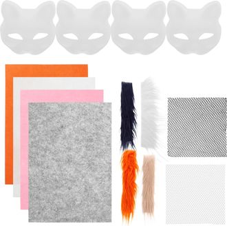 DOITOOL Unbemaltes mit Flauschigem Pl&uuml;sch PVC Netz DIY zum Bemalen f&uuml;r Maskerade Cosplay Halloween Halbe Gesichtsmasken Handgefertigte Tiermaske