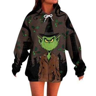 Generic Le Grinch Sweat A Capuche Femme Noel The Noël Hiver Pulls Pyjama Pull Femmes Adulte Polaire Sweatshirts Vetement Sweet Pilou De Deguisement Costume Ch