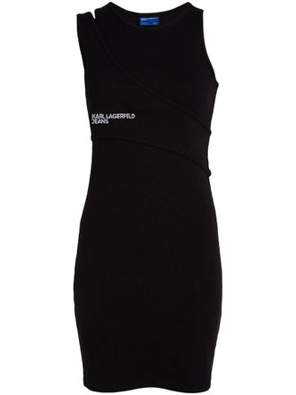 Karl Lagerfeld robe en maille nervurée - Noir