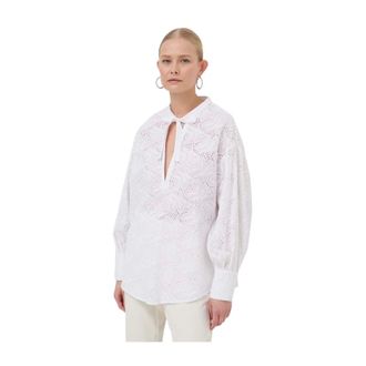 Silvian Heach Blouse en broderie anglaise - Femme - Blouses et Chemises - Blanc - Taille: 36 FR