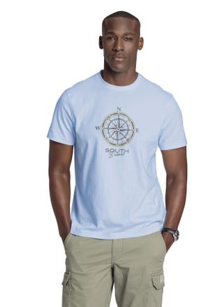 DELMAO T-Shirt DELMAO, Herren, Gr. 4XL (68/70), blau (hellblau), Single Jersey, Obermaterial: 100% Baumwolle, bedruckt, normal, Rundhals, Shirts T-Shirt, Kur