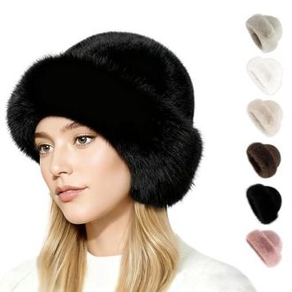 Generic Chapeau cloche dhiver en fausse fourrure pour femmes, chapeau cloche dhiver en fausse fourrure, chapeau chaud en peluche de vison pour filles et femme