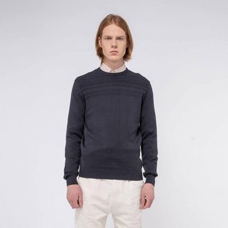 Faguo Pull col rond en coton recycle marine