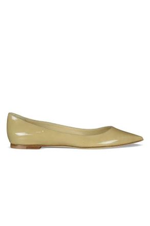 Jimmy Choo London Pointed Toe Ballerina Flats In Glossy Nude Leather - Gr. 35,5 (EU) - in Braun
