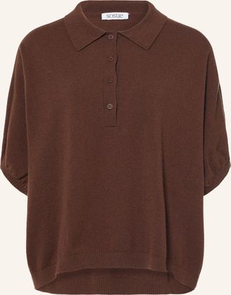 SoSUE Sosue Strick-Poloshirt Mit Merinowolle braun