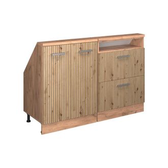 Vicco K&uuml;chenschrank f&uuml;r Dachschr&auml;gen R-Line, Artisan-Eiche/Goldkraft Eiche, 120 cm 2er Set