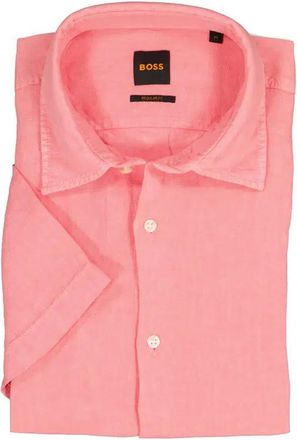 Boss Orange by Hugo Boss BOSS Orange Herren Kurzarmhemd rot Leinen