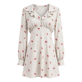 Mar De Margaritas Kurzes Kleid mit R&uuml;schenkragen - - Dresses - Damen - Wei&szlig; - M