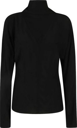 Róhe Femme, Tops, Noir, Taille: 36 FR Haut Écharpe Noir Manches Longues