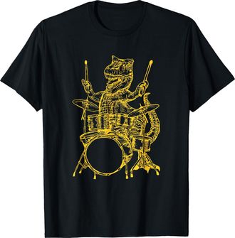 Seembo Dinosaurier spielt Trommeln Tier Schlagzeuger Rockmusiker T-Shirt