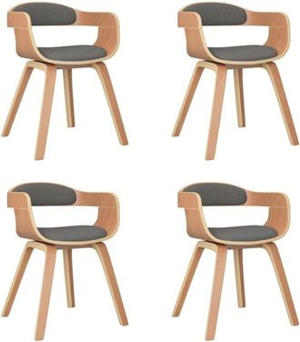 vidaXL Vidaxl - Chaises &agrave; manger lot de 4 gris clair bois courb&eacute; et tissu