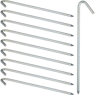 Relaxdays 100 x xl Bodenanker im Set, extrem stabile Erdanker, Zeltzubeh&ouml;r, extra lang, 39 cm, Erdn&auml;gel Stahl verzinkt, silber