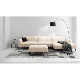 Studio Copenhagen home24 Ecksofa mit Longchair Beige Webstoff Saia 328cm Longchair davorstehend rechts Modern