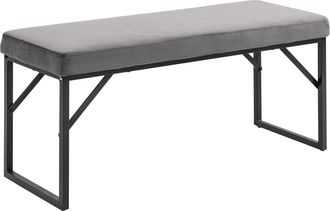 HOMCOM Sitzbank Polsterbank mit Samtoptik, Bettbank mit Stahlbeinen, Schuhbank für Schlafzimmer, Wohnzimmer, Flur 100 x 35 x 47 cm Dunkelgrau