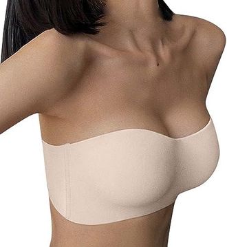 Generic Soutien-gorge d&eacute;t&eacute; 2026 pour femme, sans traces, sans bretelles, fin, petite poitrine fronc&eacute;e sans anneau en acier, dos antid&eacute;rapant, beige, 64