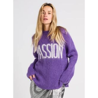 Suncoo Femme, Pulls, Violet, Taille: 36 FR Pull Doux en Laine Mélangée à Col Rond