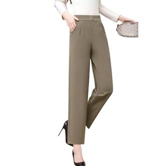 Generic Pantalon confortable &agrave; enfiler, taille haute, doux et soyeux, Pulisa Pantalon extensible &agrave; enfiler taille haute pour femmes &acirc;g&eacute;es, kaki, XXL