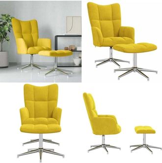 vidaXL Relaxsessel mit Hocker Senfgelb Samt - Sessel - Relaxsessel - Samt Sessel - Wohnzimmersessel - Bequemlichkeit - Home & Living