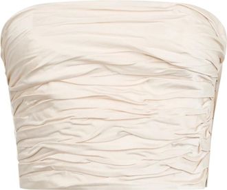 PESERICO Femme, Tops, Beige, Taille: 44 FR Top sans manches de couleur blanc cass&eacute; avec effet fronc&eacute;