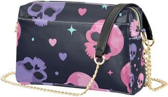 Mnsruu Sacs à bandoulière pour femme, sac à main en cuir avec tête de mort mignonne