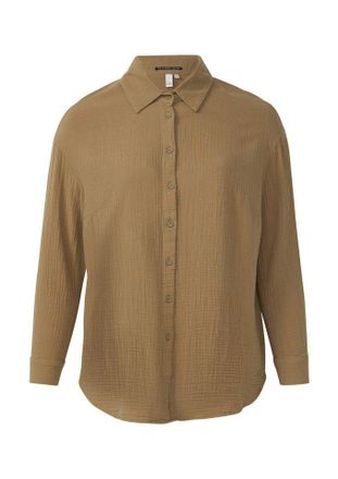 QS by s.Oliver Langarmbluse Bluse Hemdbluse aus Musselin im Oversize-Schnitt