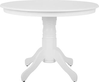 Beliani Esstisch für 4 Personen weiß rund ø 100 cm mit Holzbeinen Mittelfuß Skandi Akron