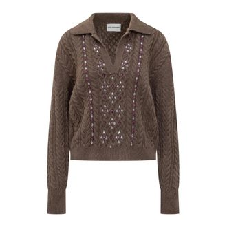 Des_Phemmes Wollmischung Zopfmuster Pullover - - Knitwear - Damen - Braun - S