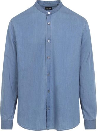 Giorgio Armani Homme, Chemises, Bleu, Taille: 2XL Chemise Classique en Coton Bleu Aw25