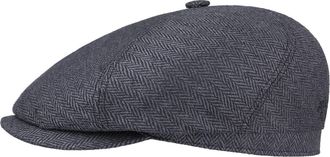 Stetson Milner Flatcap Herren Made in EU Hoher UV-Schutz Elegante Schieberm&uuml;tze 100% Seide Baumwollfutter Sommer Winter grau-schwarz 59 cm
